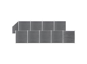 8719883908885 - Bonnevie - wpc Zaun-Set 9 Quadrate + 1 Schräge 1657x186 cm Grau vidaXL607098