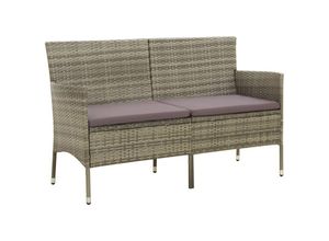 8720286917756 - Bonnevie - Gartensofa 3-SitzerLounge-Sofamit Kissen Grau Poly Rattan vidaXL