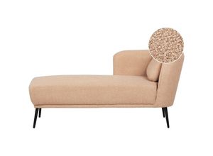 4255664883421 - Beliani - Chaiselongue Rechtsseitig Beige Bouclé-Stoffbezug mit Armlehne Kissen Schwarzes Metallgestell Retro-Design Liegesofa Recamière Longchair