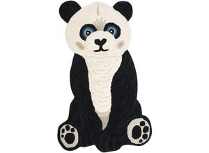 4255664834911 - Beliani - Teppich Schwarz und Weiß Wolle Tiermotiv 100 x 160 cm Panda Design Handgetuftet Modern Kurzhaar Kinderzimmer Schlafzimmer Deko Accessoires