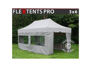 5710828309357 - Faltzelt Faltpavillon Wasserdicht FleXtents PRO Peaked 3x6m Latte mit 6 Seitenwänden