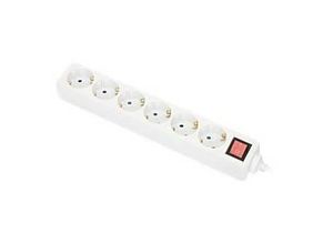 0766623168335 - Power Distribution Unit EU (2-pin) x6 gang output with on off switch 2m cable 16A White Extension Lead PDU Power Strip Three Year Warranty - Steckdosenleiste - mit Switch - AC 220-250 V - 3680 Watt - Eingabe Eingang Typ F