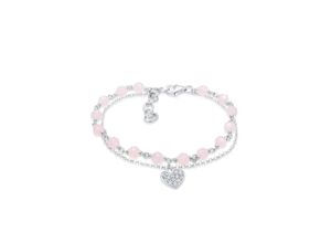 4050878551063 - Armband ELLI Herz Kugel Kristalle 925 Silber Armbänder Gr 16 cm mit Steinen Silber 925 (Sterlingsilber) silberfarben (silber rosa) Damen Armbänder Silber