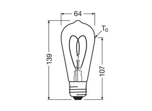 4058075836983 - OSRAM LED Vintage ST64 E27 49W 922 Heart Filament gold dim