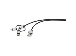 4053199531516 - USB-Kabel USB 20 USB-A Stecker USB-C® Stecker USB-Micro-B Stecker Apple Lightning Stecker 150 m Dunkelgrau gesleeved RF3334580