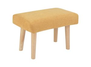 4255664879158 - Hocker Gelb Stoffbezug mit Holzbeinen Rechteckig Modern Schemel Fußbank Sitzhocker Fußhocker Wohnzimmer Schlafzimmer Eingangsbereich Vorzimmer