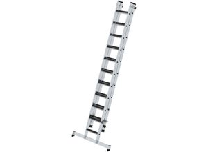 4031405406766 - Munk Günzburger Steigtechnik - munk Stufen-Schiebeleiter mit nivello-Traverse 2-teilig clip-step R13 11+10 Stufen