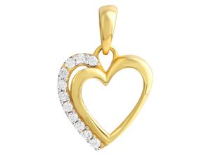 4006046353328 - Herz-Anhänger FIRETTI Schmuck Geschenk Gold 333 Herz Schmuckanhänger Gr Gelbgold 333 116 g weiß (gelbgoldfarben weißgoldfarben kristallweiß kristallweiß) Damen mit Zirkonia (synth)