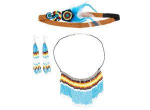 8003558957200 - Schmuck-Set Indianer 4-teilig blau gelb