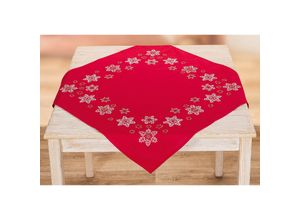 9010251103734 - Stickmitteldecke Sterne rot-gold