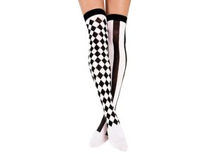 8003558300051 - Overknee-Strümpfe Harlekin schwarz weiß