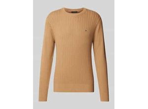 8720638247609 - Slim Fit Strickpullover mit Fischgrät-Struktur