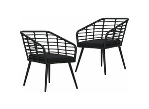 8719883784106 - Bonnevie - Gartenstühle 2 Stk Gartensessel mit Auflagen Poly Rattan Schwarz vidaXL