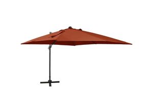 8720286181553 - Bonnevie - AmpelschirmSonnenschirm mit Mast und led Terracotta-Rot 300 cm vidaXL