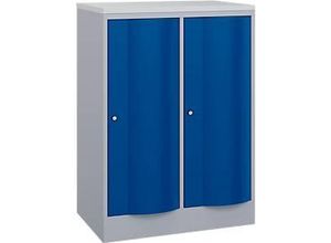 4068427609172 - Garderobenschrank Resisto 2 Abteile 2 Fächer B 772 x T 540 x H 1077 mm Weißalu Enzianblau