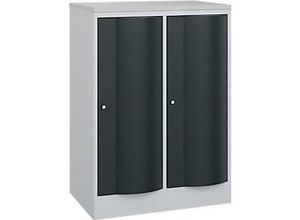 4066681256064 - Garderobenschrank Resisto 2 Abteile 2 Fächer B 772 x T 540 x H 1077 mm Lichtgrau Anthrazitgrau