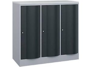 4068427609226 - Garderobenschrank Resisto 3 Abteile 3 Fächer B 1148 x T 540 x H 1077 mm Weißalu Anthrazitgrau