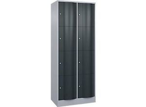 4068427609288 - Schließfachschrank Resisto 2 Abteile 8 Fächer B 772 x T 540 x H 1950 mm Weißalu Anthrazitgrau