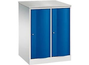 4064615385354 - Garderobenschrank Resisto 2 Abteile 2 Fächer B 772 x T 640 x H 1077 mm Lichtgrau Enzianblau