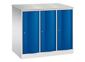 4064615386917 - Garderobenschrank Resisto 3 Abteile 3 Fächer B 1148 x T 640 x H 1077 mm Lichtgrau Enzianblau