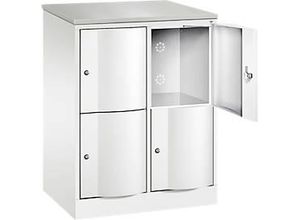 4064615388201 - Schließfachschrank Resisto 2 Abteile 4 Fächer B 772 x T 540 x H 1077 mm Verkehrsweiß