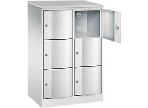 4064615391096 - Schließfachschrank Resisto 2 Abteile 6 Fächer B 772 x T 540 x H 1255 mm Lichtgrau