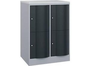 4068427609370 - Schließfachschrank Resisto 2 Abteile 4 Fächer B 772 x T 640 x H 1077 mm Weißalu Anthrazitgrau