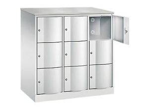 4064615393137 - Schließfachschrank Resisto 3 Abteile 9 Fächer B 1148 x T 640 x H 1255 mm Lichtgrau