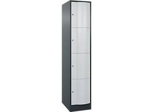 4066681232433 - Schließfachschrank Resisto 1 Abteil 4 Fächer B 396 x T 640 x H 1950 mm Anthrazitgrau Lichtgrau