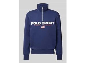 3616534489081 - - Sport Capsule - Sweatshirt in Marineblau mit Retro-Flaggenlogo und halblangem Reißverschluss