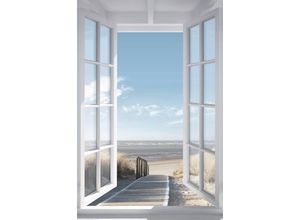 8714597554854 - Deco-Panel REINDERS Fenster zur Nordsee blau (hellblau weiß) Bilder B H 60cm x 90cm Deco-Panel Hochformat Hartfaserplatte MDF B60cm H90cm