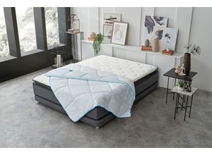 8699939839984 - Kunstfaserbettdecke YATAS BEDDING Dacron Climarelle Cool Bettdecken Gr B L 155 cm x 220 cm leicht Baumwoll Bezug blau Sommerbettdecke Ideale Bettdecke für den Sommer