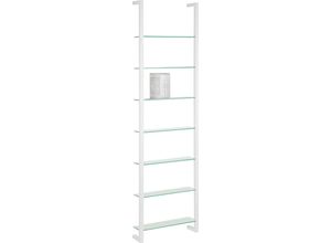 8712077095965 - Wandregal CUBIC weiß (weiß glasböden) B46cm H167cm T13cm Glas Metall Regale Metall Tiefe 13 cm