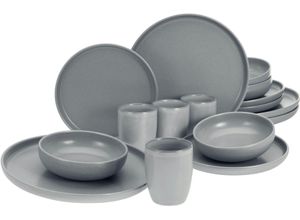 4045486235825 - Kombiservice CREATABLE Uno Geschirr-Sets Gr 16 tlg grau Geschirr-Sets für 4 Personen seidenmatte Oberfläche jedes Stück ein Unikat