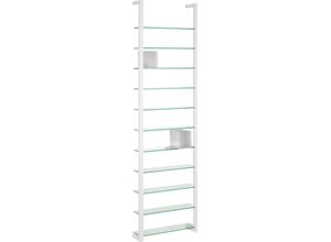 8712077095934 - Wandregal CUBIC weiß (weiß glasböden) B46cm H167cm T13cm Glas Metall Regale Metall Tiefe 13 cm