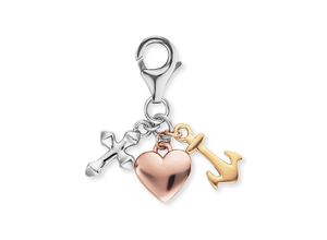 4260645869622 - Charm-Einhänger ENGELSRUFER GLAUBE LIEBE UND HOFFNUNG SILBER TRICOLOR ERC-FLH-TRICO Charms rosegold (silberfarben gelbgoldfarben roségoldfarben) Damen