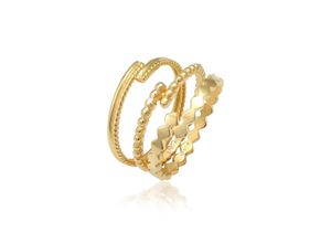 4050878615642 - Ring-Set ELLI Kugel Twist Geo Offen Set (3 tlg) 925 Silber Fingerringe Gr Resizable ohne Stein Silber 925 (Sterlingsilber) goldfarben (gold) Damen Fingerringe