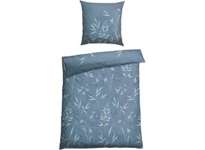 4251806425559 - Bettwäsche SCHIESSER Kicky aus weicher Baumwolle in cooler Jeansoptik mit floralen Details Gr B L 155 cm x 220 cm (1 St) B L 80 cm x 80 cm (1 St) Renforcé blau (petrol) Renforcé-Bettwäsche MADE IN GREEN by OEKO-TEX-zertifiziert