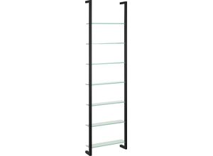 8712077095972 - Wandregal CUBIC schwarz (schwarz glasböden) B46cm H167cm T13cm Glas Metall Regale Metall Tiefe 13 cm