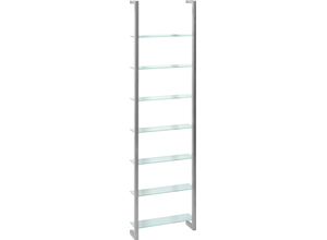 8712077068082 - Wandregal CUBIC silber (silberfarben glasböden) B46cm H167cm T13cm Glas Metall Regale Metall Tiefe 13 cm