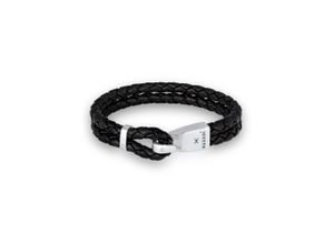 4050878576110 - Armband KUZZOI Herren Leder Haken-Verschluß Maritim 925 Silber Armbänder Gr 19 cm ohne Stein Silber 925 (Sterlingsilber) silberfarben (silber) Herren Armbänder