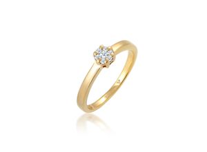 4050878492427 - Verlobungsring ELLI DIAMONDS Blume Verlobung Diamant (012 ct) 585 Gelbgold Fingerringe Gr 52 mm 0024 carat ct P1 = bei 10-facher Vergrößerung erkennbare Einschlüsse Gelbgold 585 2 mm goldfarben (gold weiß) Damen Verlobungsringe