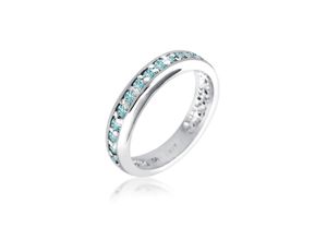 4050878130183 - Fingerring ELLI Memoire Kristalle 925 Silber Fingerringe Gr 52 mm mit Steinen Silber 925 (Sterlingsilber) 4 mm blau (hellblau weiß) Damen