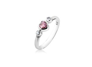 4056261001092 - Fingerring Bandring Herz Cubic Zirkonia Edelstein 925 Silber Fingerringe Gr 52 mm mit Steinen Silber 925 (Sterlingsilber) 2 mm silberfarben (silber pink) Damen