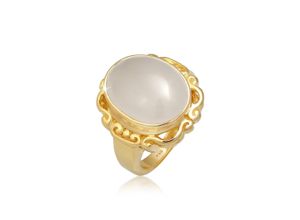 4050878625245 - Fingerring ELLI PREMIUM Mondstein Vintage Ornament Edelstein 925 Silber Fingerringe Gr 52 mm mit Steinen Silber 925 (Sterlingsilber) goldfarben (gold weiß) Damen Fingerringe