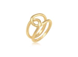 4050878592820 - Fingerring ELLI Verdreht Schlaufe Trend Casual 925 Silb Fingerringe Gr 52 mm ohne Stein Silber 925 (Sterlingsilber) goldfarben (gold) Damen