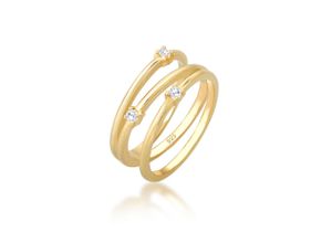 4050878591861 - Fingerring ELLI Wickelring Zirkonia Filigran 925 Silber Fingerringe Gr 52 mm mit Steinen Silber 925 (Sterlingsilber) 9 mm goldfarben (gold weiß) Damen