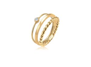 4050878565862 - Solitärring ELLI Ring-Set mit Kristalle 925 Silber Fingerringe Gr 52 mm mit Steinen Silber 925 (Sterlingsilber) 2 mm goldfarben (gold weiß) Damen Solitär Ringe