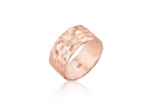 4050878581541 - Fingerring ELLI Breit Bandring Gehämmert Matt 925er Silber Fingerringe Gr 52 mm ohne Stein Silber 925 (Sterlingsilber) 9 mm rosegold Damen Fingerringe