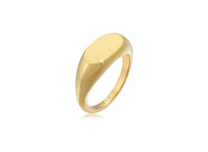 4050878630591 - Fingerring ELLI Siegelring Oval Glanz Geo Basic Trend 925 Silber Fingerringe Gr 52 mm ohne Stein Silber 925 (Sterlingsilber) 21 mm goldfarben (gold) Damen Fingerringe